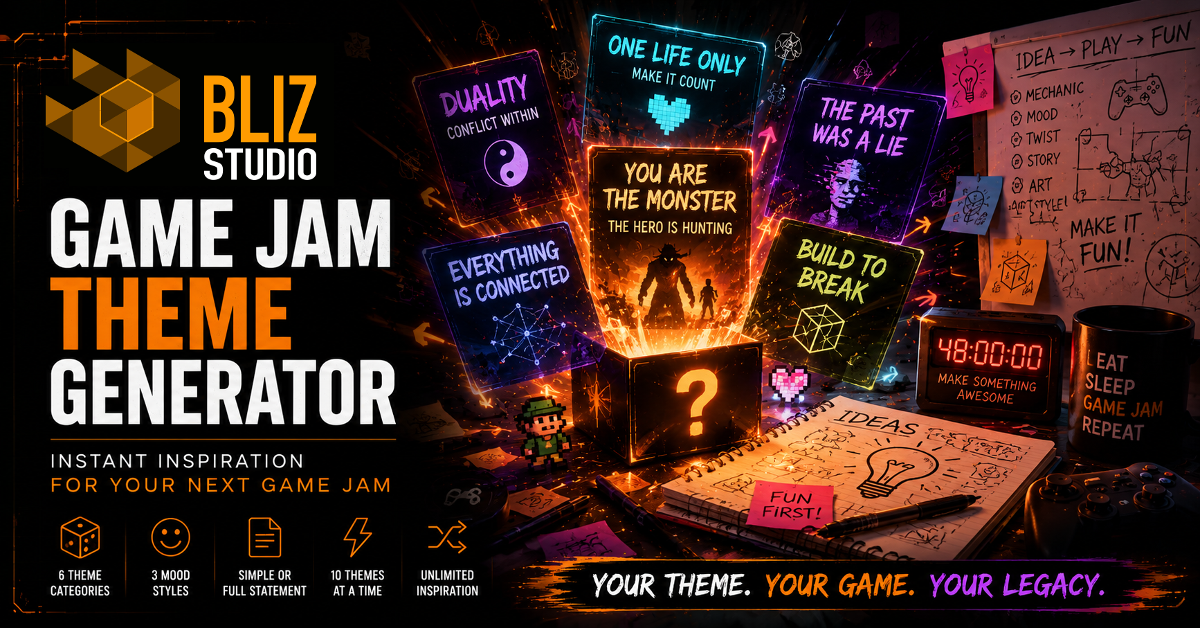 Game Jam Theme Generator — Random Theme Ideas for Ludum Dare, Global ...